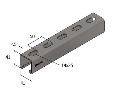 HS41 41x41x2.5 MX Slotted Channel - MIDFIX