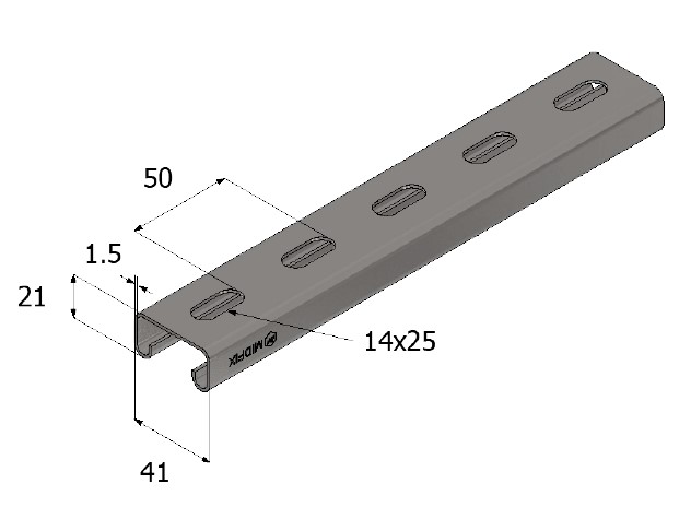 LS21 41x21x1.5 MX Slotted Channel - MIDFIX