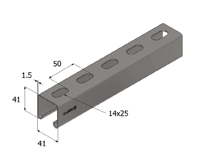 LS41 41x41x1.5 MX Slotted Channel - MIDFIX